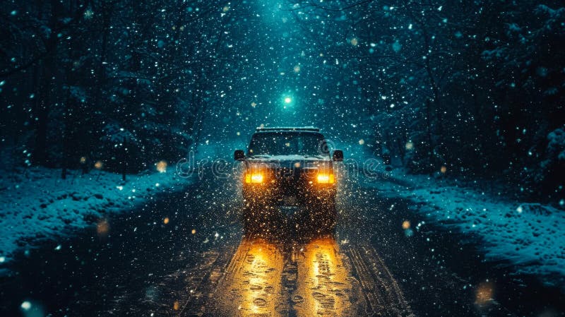 Car Bright Headlights Piercing Stock Photo - Image of bold, cold: 313807956
