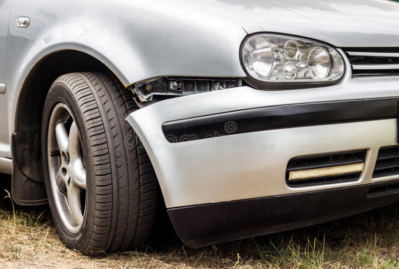 A Car with a Broken Front Bumper, Damage Stock Photo - Image of ...