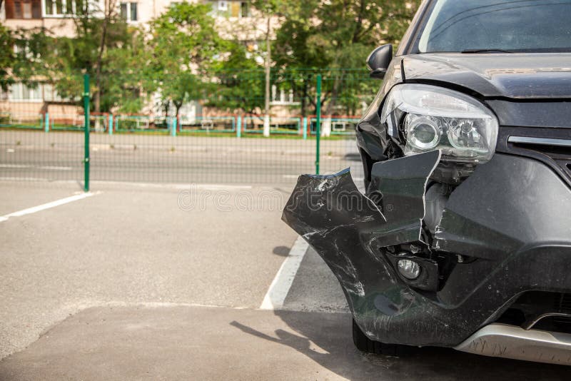 Car is Broken in Front. Bumper and Headlight Stock Image - Image of ...
