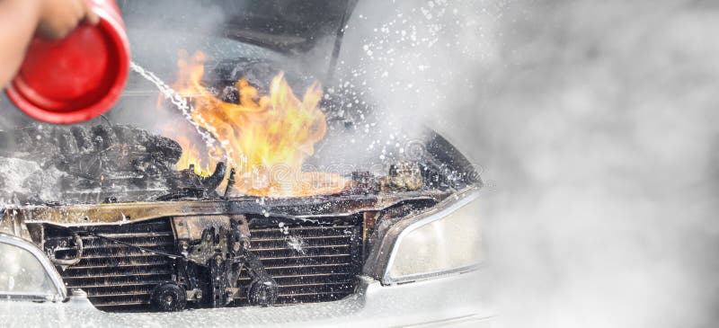Car Burning at Parking Lot because Electrical Short Problem Stock Image ...