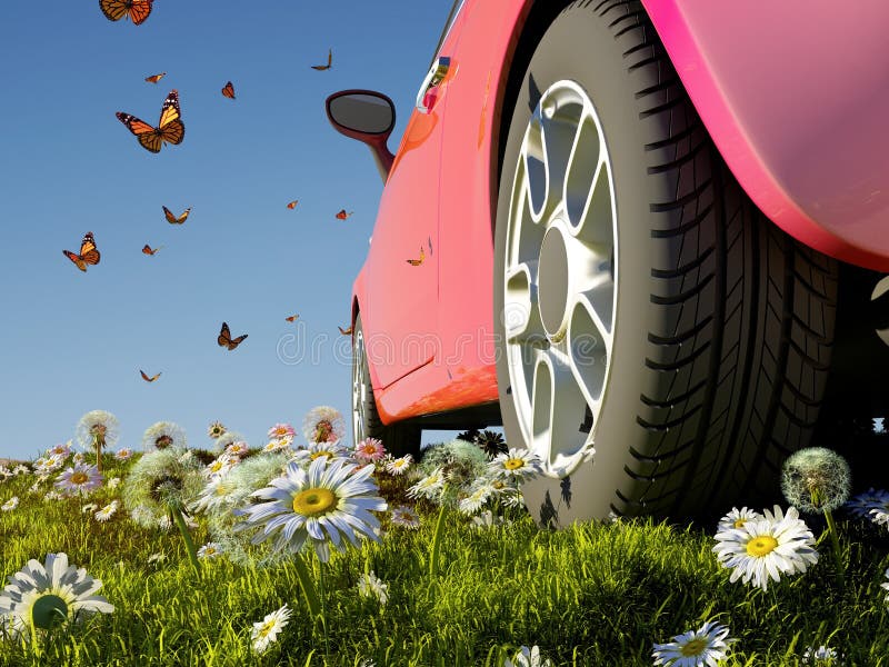 Car and butterflies stock illustration. Illustration of transport ...