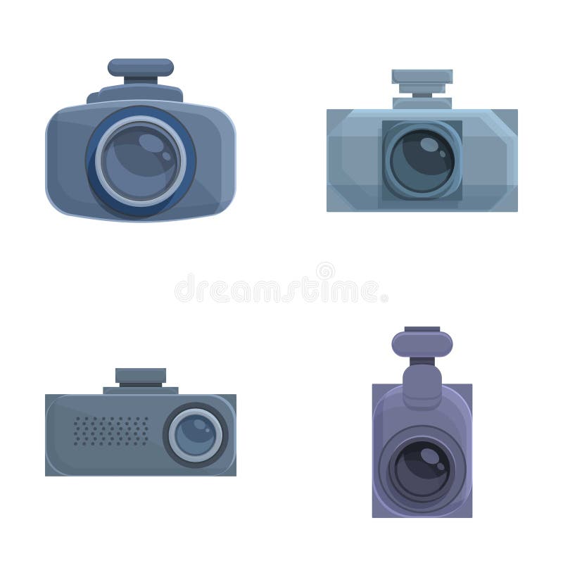 Car Camera Icons Set Cartoon Vector. Car Dvr Stock Vector ...