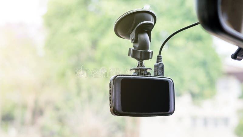 Car Camera Installed on a Windshield Stock Photo - Image of blur ...