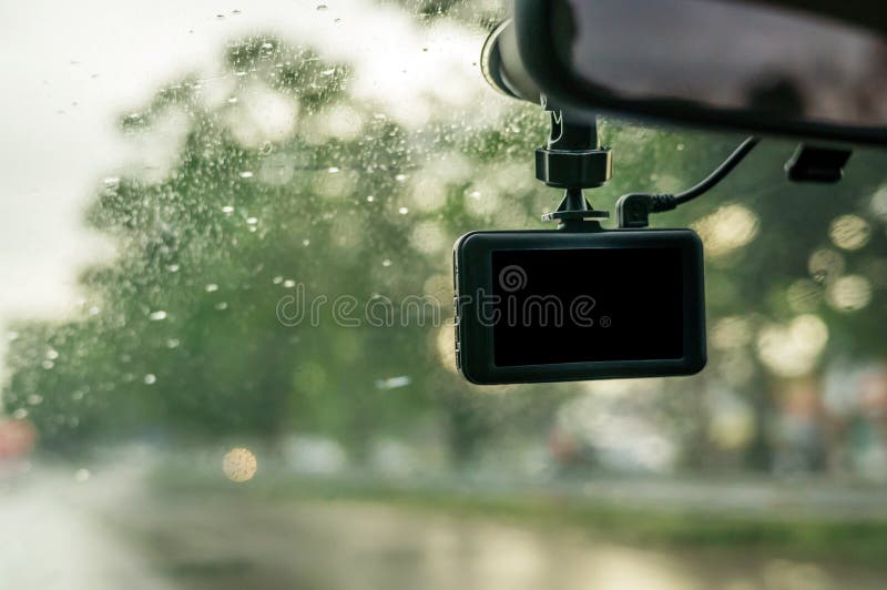 Car Camera Installed on a Windshield Stock Photo - Image of window ...