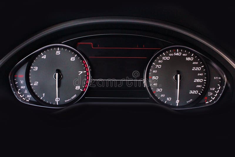 Car Dashboard, Illuminated Panel, Speed Display Stock Image - Image of ...