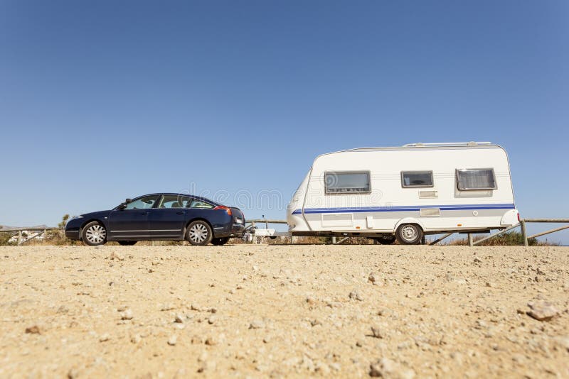 Car with a caravan trailer stock photo. Image of travel - 96994618