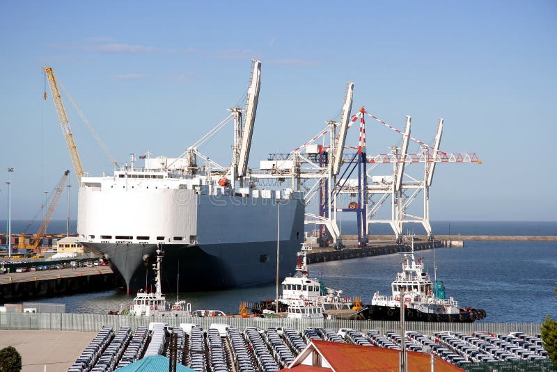 Car Carrier in Harbor stock photo. Image of overhead, parked - 4312146