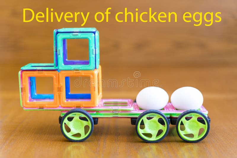 The Car is Carrying Chicken Eggs. the Inscription `delivery of Chicken ...