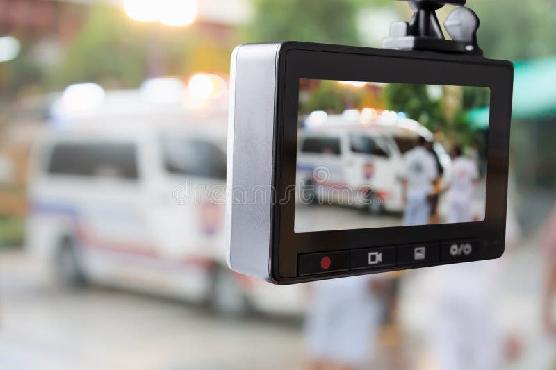 Car CCTV Camera Video Recorder with Ambulance Car Stock Image - Image ...