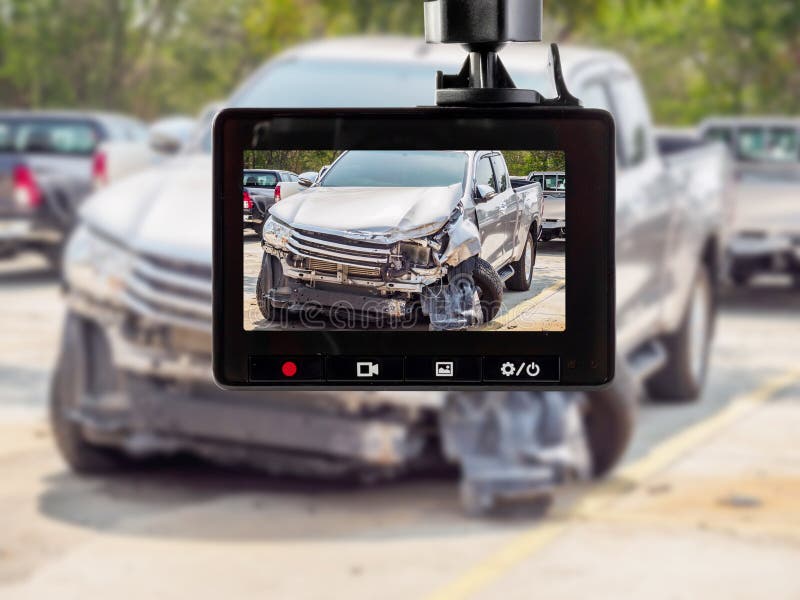 Car CCTV Camera Video Recorder with Car Crash Accident Stock Photo ...