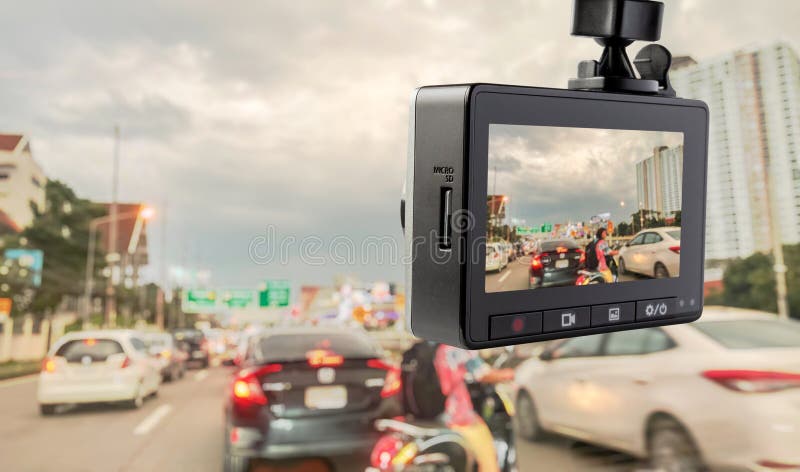 Car CCTV Camera Video Recorder for Driving Safety on the Road Stock ...