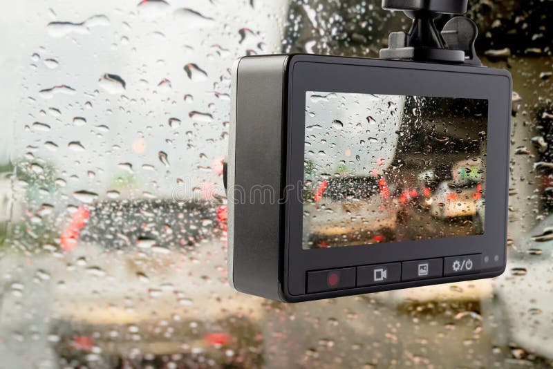Car CCTV Camera Video Recorder for Driving Safety on the Road Stock ...