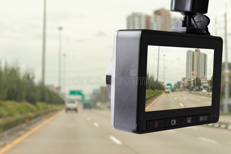 Car CCTV Camera Video Recorder for Driving Safety on the Road Stock ...
