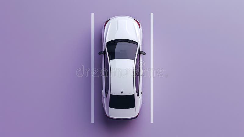 A Car is Centered on a Purple Road with White Lane Markings..AI ...