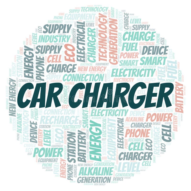 Battery Charger Typography Word Cloud Create with the Text only. Stock ...