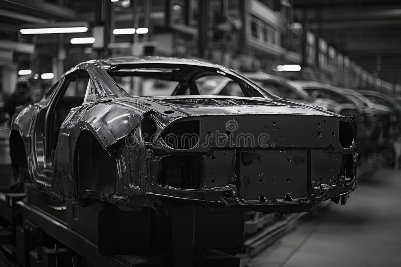 Car Chassis Aligned in a Factory for Assembly Stock Image - Image of ...