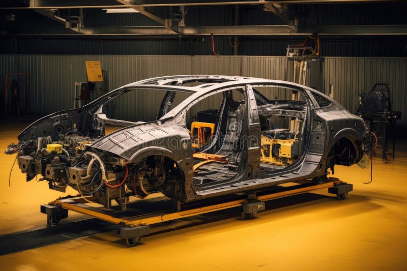 Car Chassis Assembly with Robotic Assistance Stock Image - Image of ...