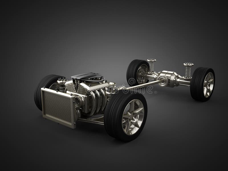 Car chassis with engine stock illustration. Illustration of industry ...
