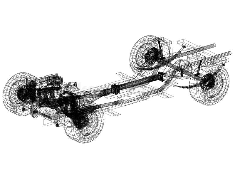 Car Chassis and Engine Design â€“ Blueprint - Isolated Stock ...