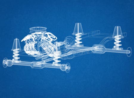 Car Chassis and Engine Design - Blueprint Stock Image - Image of ...