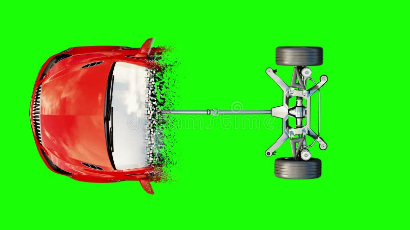 Car Chassis with Engine Isolate. Very Fast Driving. Auto Concept. Green ...