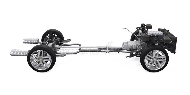 Car chassis with engine. stock photo. Image of isolated - 23679800