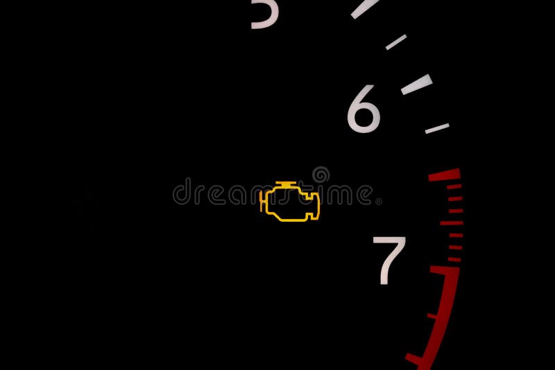 Car Check Engine Warning Light on Dashboard Stock Image - Image of ...