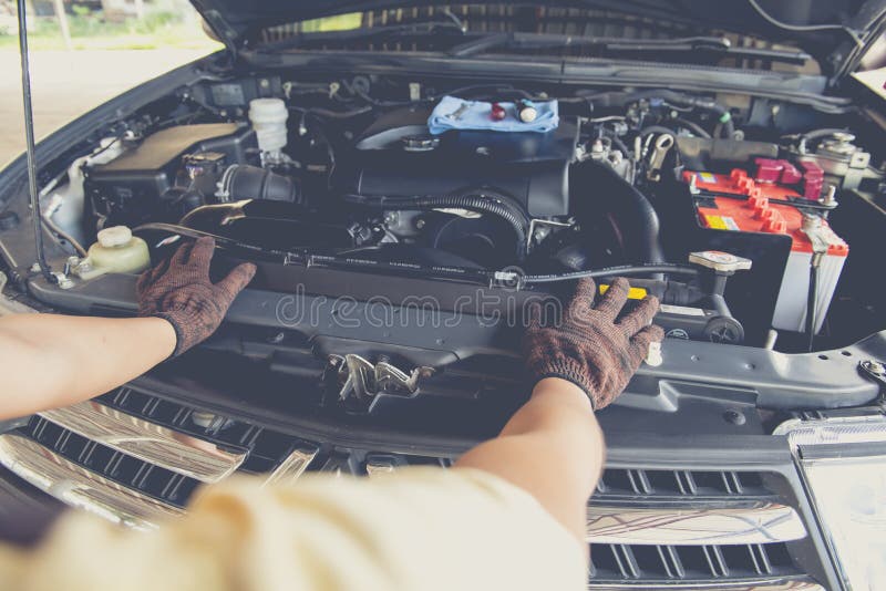 Car checking stock photo. Image of hood, professional - 81518804