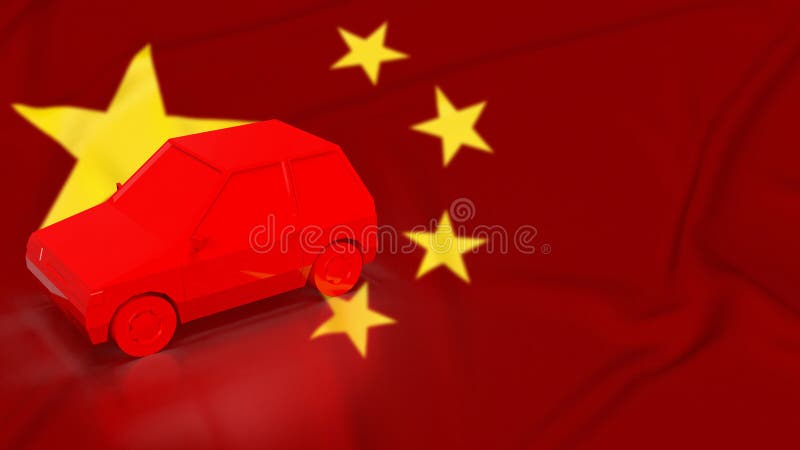 The Car on China Flag for Business or Transport Concept 3d Rendering ...