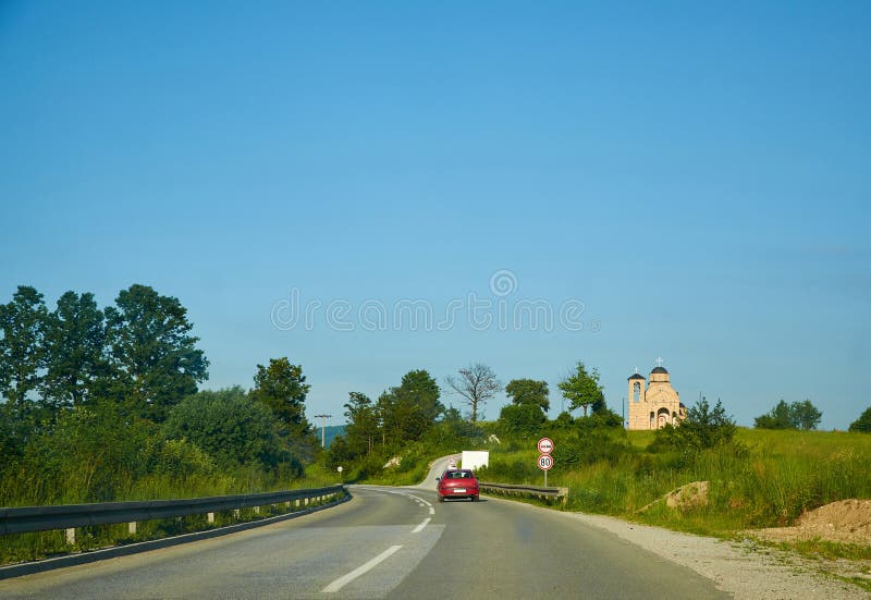 Car, church and road stock image. Image of church, faith - 166767483