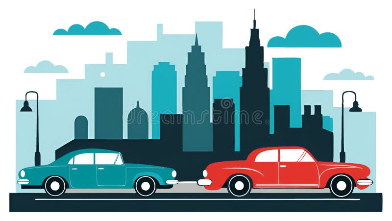 Car in the city stock illustration. Illustration of road - 330406826