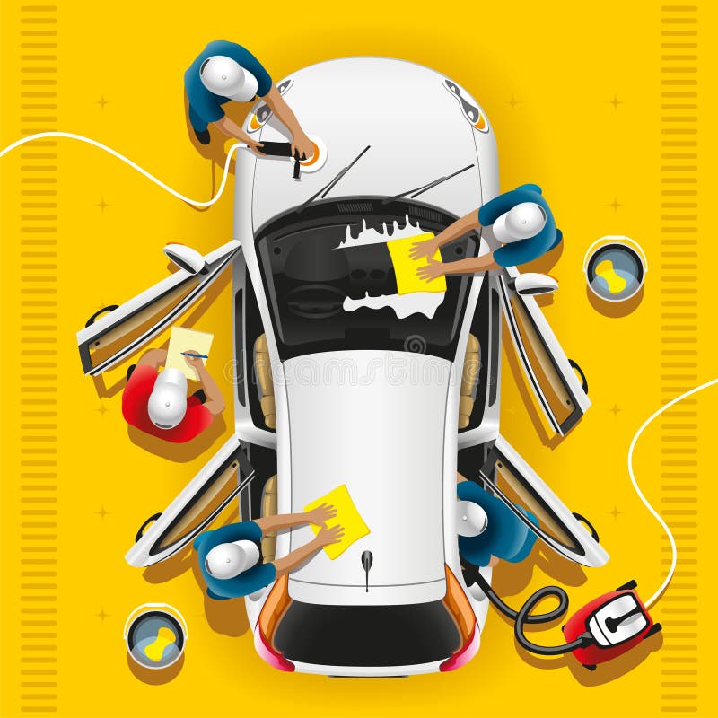 Car Clean and Wash stock vector. Illustration of team - 68302048