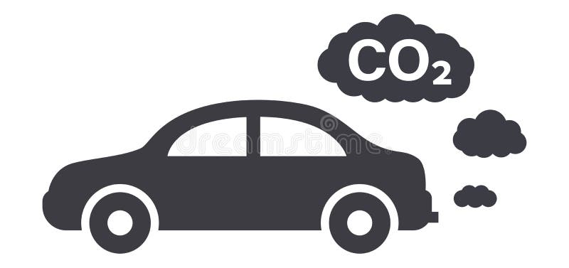 Car CO2 Clouds Symbol Traffic Exhaust Pollution Icon Stock Vector ...