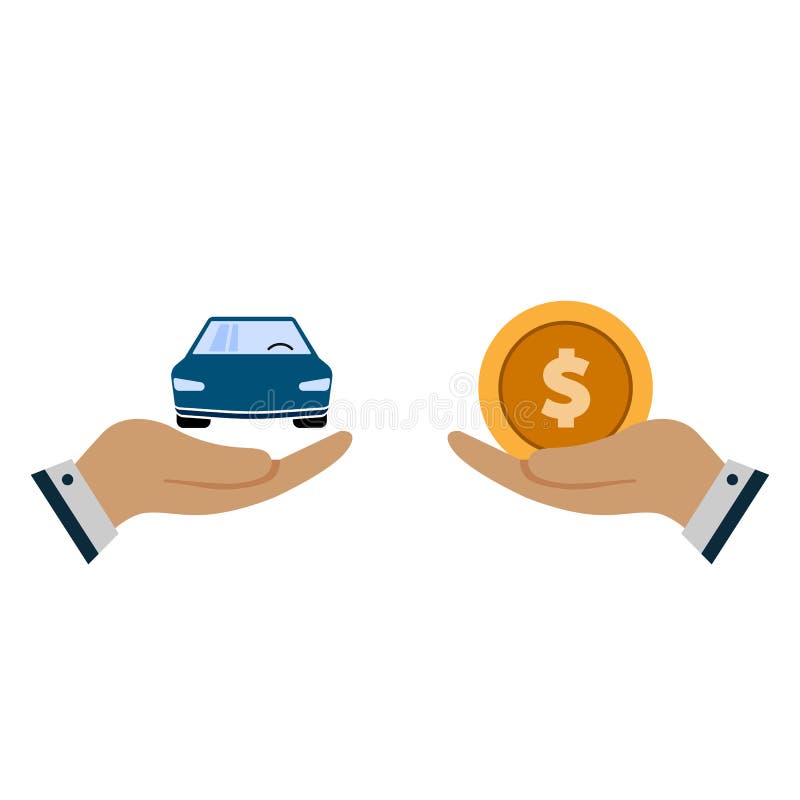 Car with Coin Icon Vector. Buying Car Button in Flat Style. Save Money ...