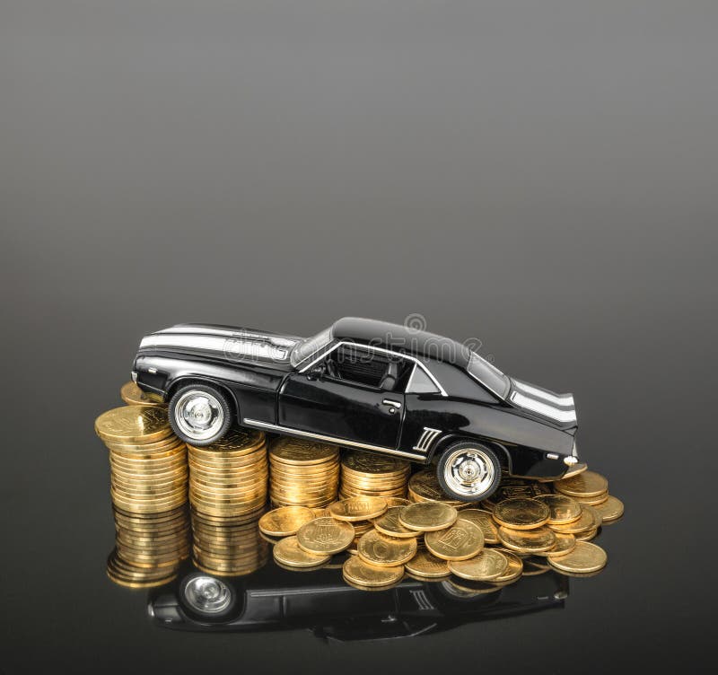 Car on Coins with Copyspace Stock Photo - Image of concept, driver ...