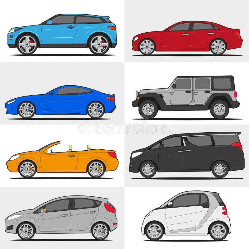 Kind of Cars Illustration Vector Stock Vector - Illustration of sedan ...