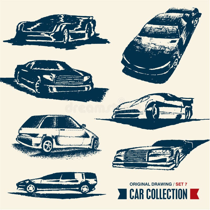 Car Collection. Drawing Set 7. Stock Vector - Illustration of drawn ...