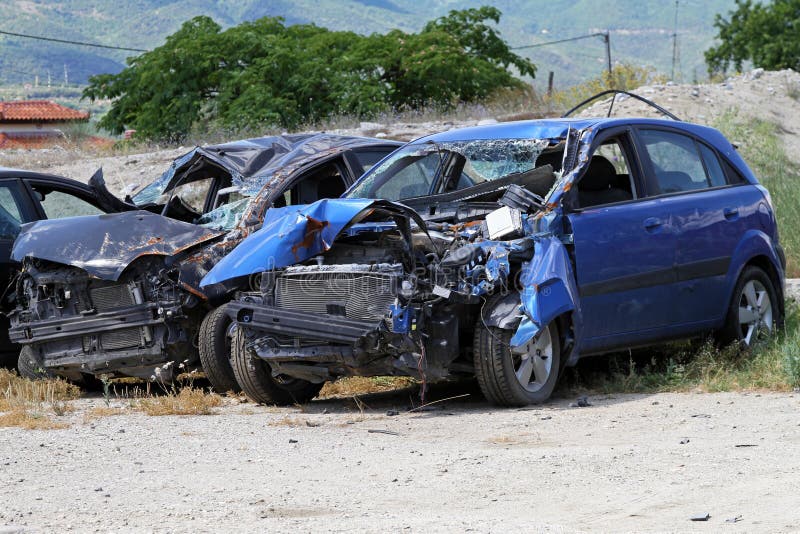 Blue car crash stock image. Image of crush, crash, traffic - 17611983