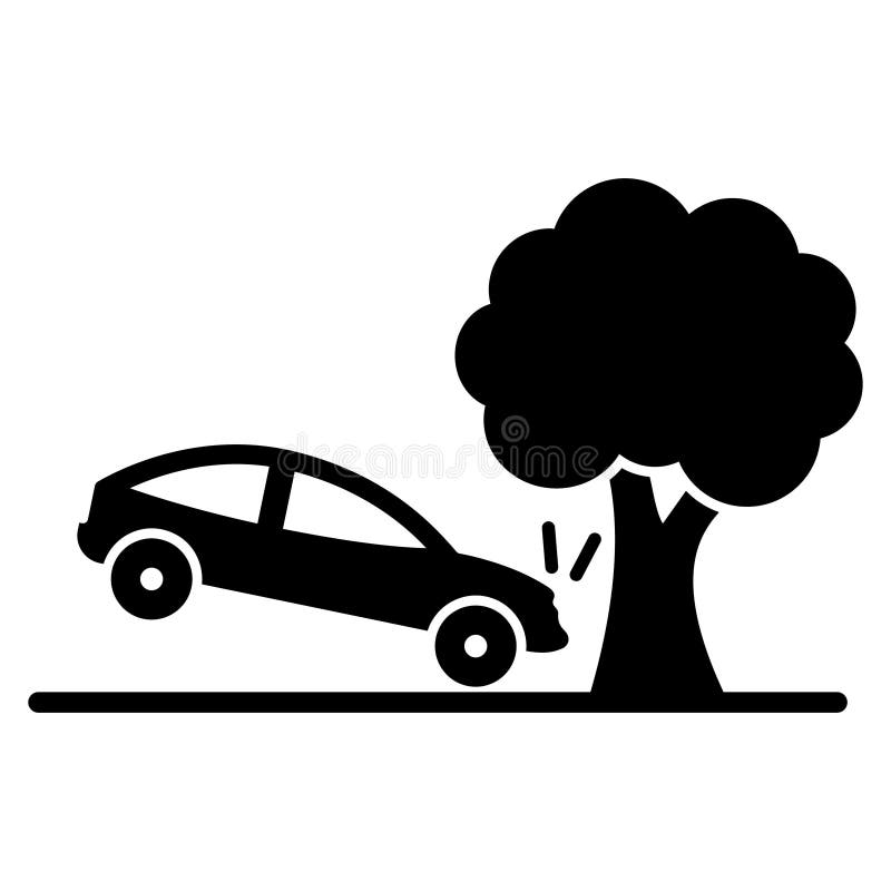 Car Collision with Tree Isolated Vector Icon that Can Be Easily ...
