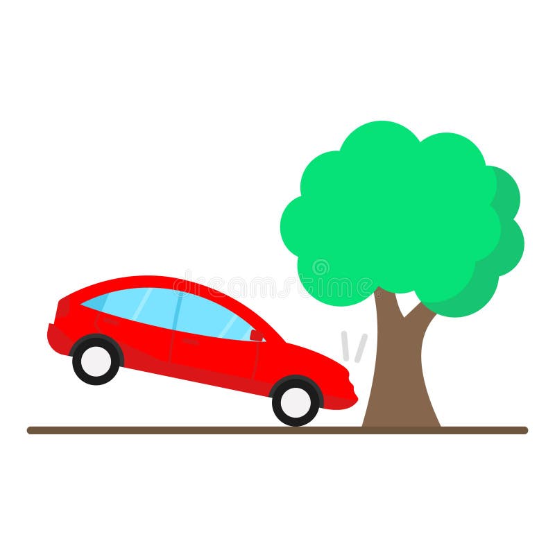 Car Collision with Tree Isolated Vector Icon that Can Be Easily ...