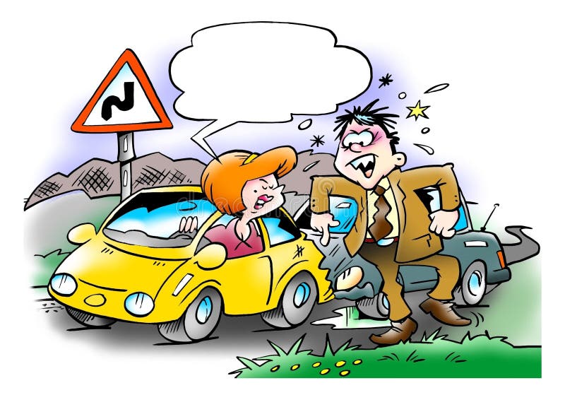 Car Collision between Two Motorists Stock Illustration - Illustration ...