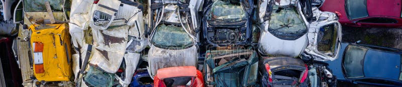 Car Compound for Scrap Metal Recycling Viewed from Above Stock Photo ...