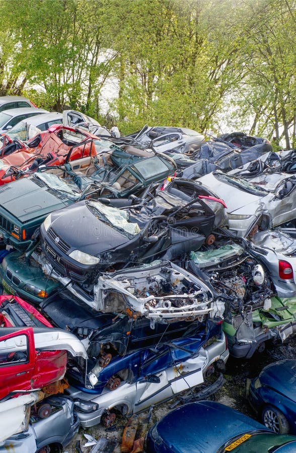 Car Compound for Scrap Metal Recycling Viewed from Above Stock Image ...