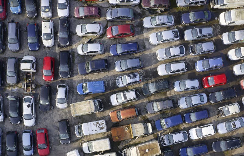 Car Compound for Scrap Metal Recycling Viewed from Above Stock Image ...