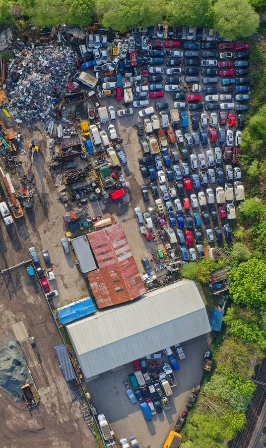 Car Compound for Scrap Metal Recycling Viewed from Above Stock Image ...