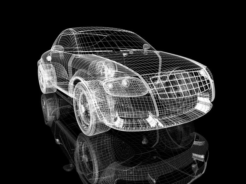 3D wireframe design of car stock illustration. Illustration of modern ...
