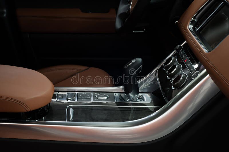 Car Control Panel with Automatic Transmission. Interior Detail. Stock ...