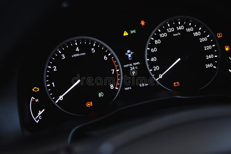 Car Control Panel Close Up, Dashboard Stock Image - Image of horizontal ...