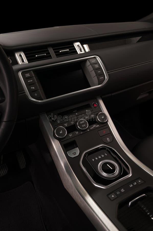 Car Control Panel. Interior Detail. Vertical Photo. View from Driver ...
