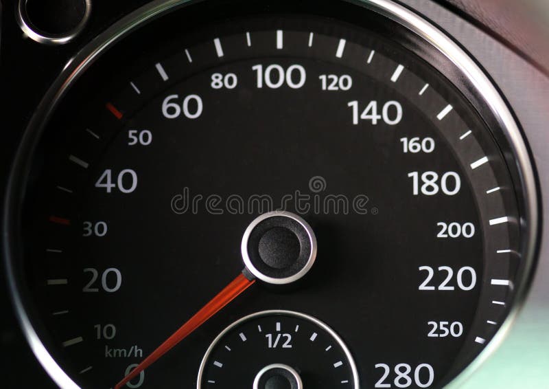 Car Control Panel Speedometer from Car Black and White with Red Stock ...